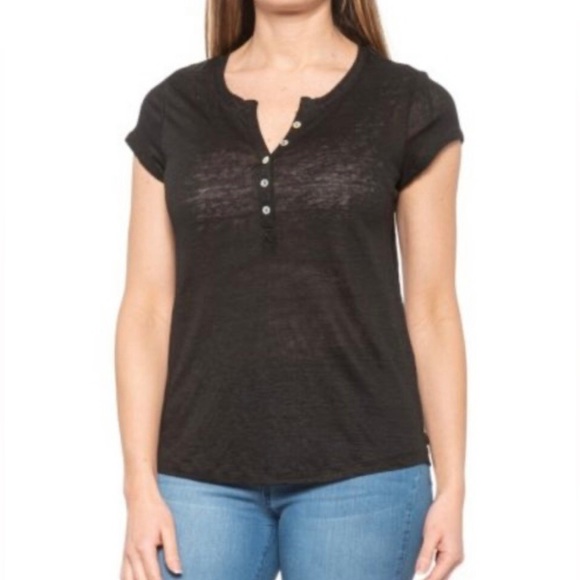 C&C California | Tops | Cc California Linen Short Cap Sleeve Black ...